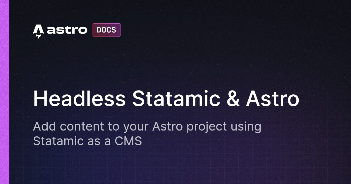Headless Statamic & Astro | Astro中文文档 | Astro中文网 Headless Statamic & Astro | Astro中文文档 | Astro中文网